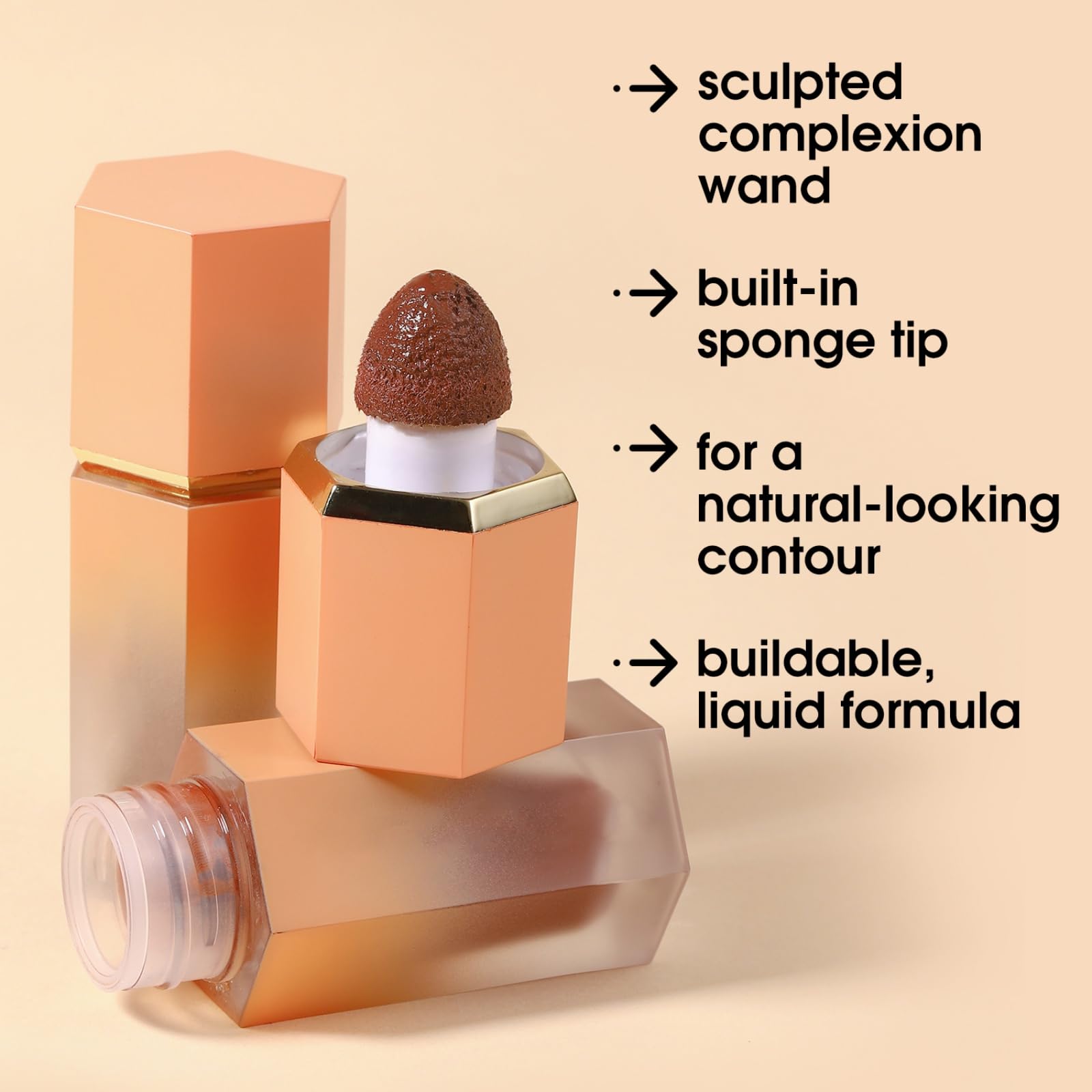 Hotiary Liquid Contour, Soft Cream Contour Makeup, Liquid Face Concealer Matte Cool Toned Bronzer with Cushion Applicator, Silky Face Contour Stick Long-lasting Creamy for Contouring Makeup (Soft Tan)