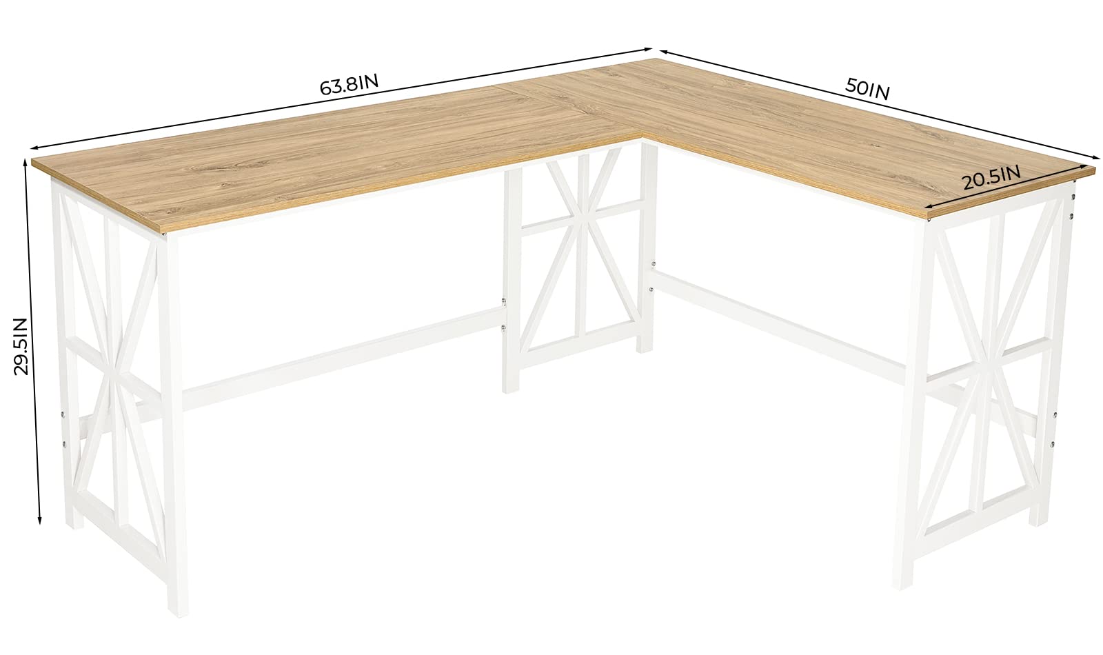 GreenForest Large L Shaped Computer Desk,63.8 x 50 inch Corner Computer Desk for Home Office Industrial Heavy Duty Workstation, Oak