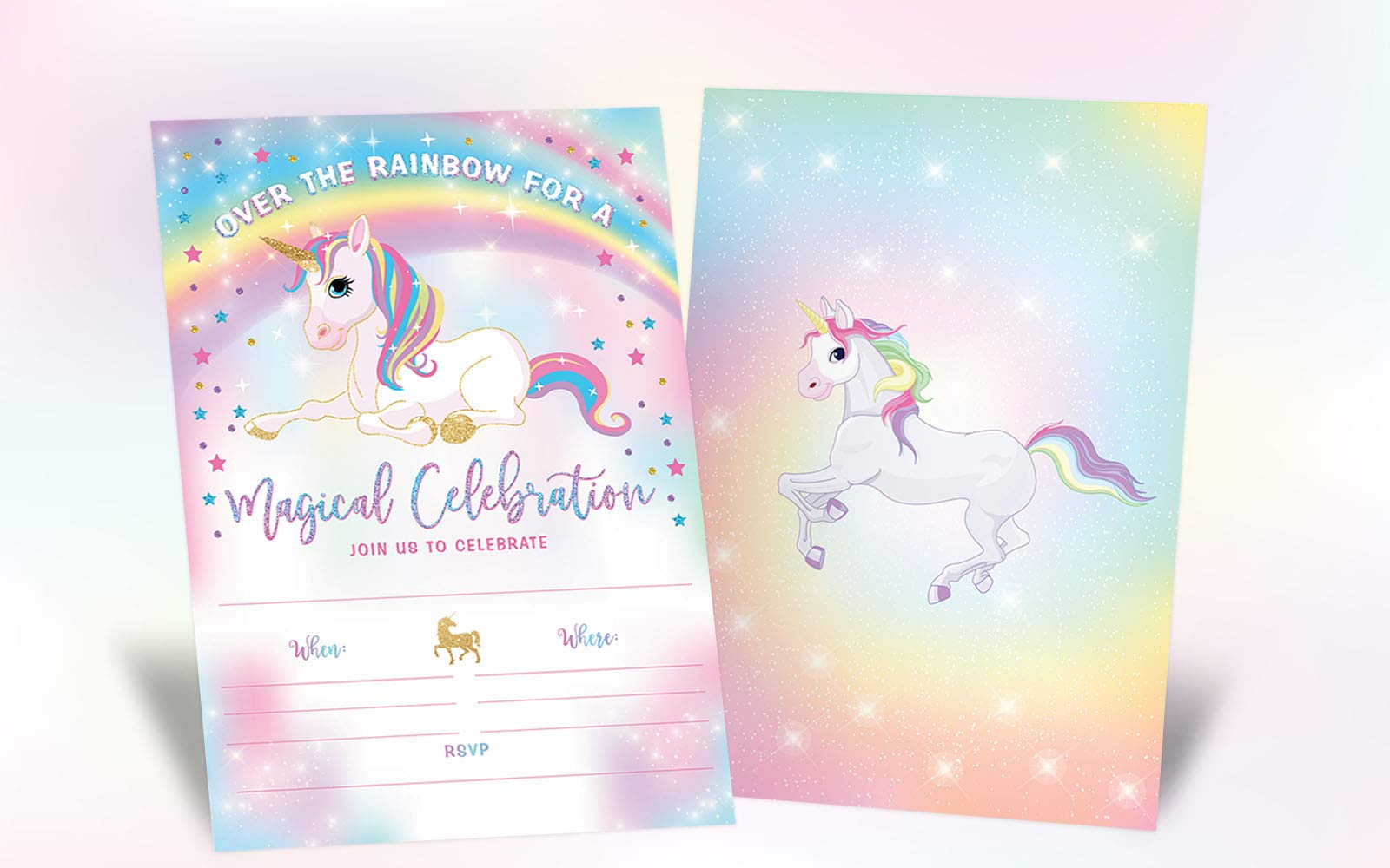 Your Main Event Prints Unicorn Birthday Invitation - Unicorn Party Invite - 20 Fill-In Style Invitations - Envelopes Not Included