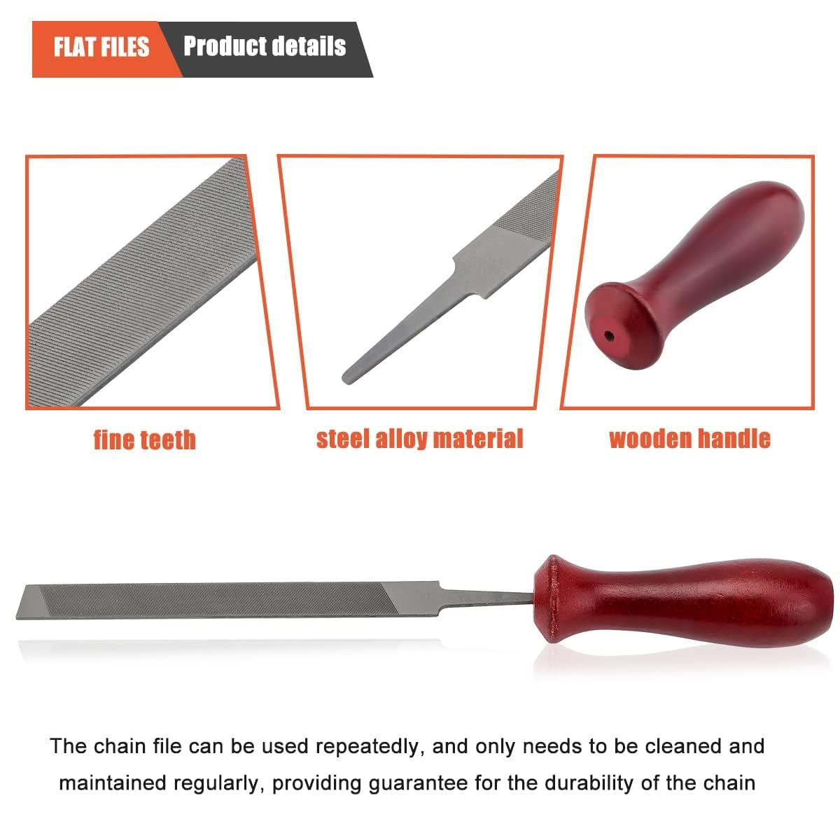 Hipa 12 Pack Chainsaw File, Chainsaw Sharpener Kit, 5/32", 3/16", 7/32", 1/8", 11/64", 13/64" Round Chainsaw File, 6 Inch Flat File,Depth Gauge,Quick Check Gauge