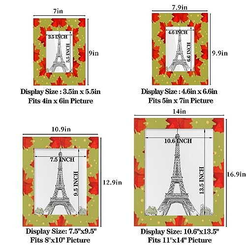 Gublec 5x7 Frame for Wall Decor Maple Leaves Red Wood Photo Frame with High-Clarity Plexiglas Picture Frames for Farmhouse Living Room Office Desk