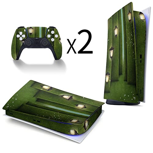Green Maze and Street Lights Full Protective Skin Cover Design Wrap Decal Sticker Compatible with PS5 Digital Edition Console and Controller