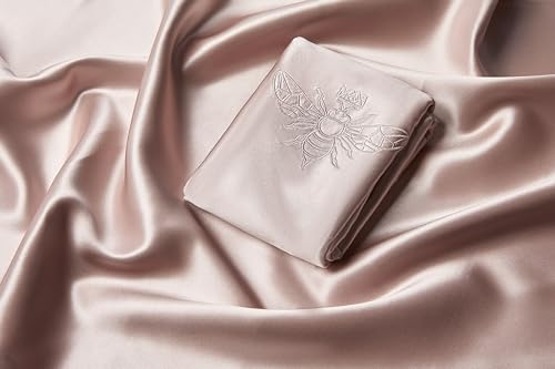 QUEEN BEE SILK - Silk Pillowcase for Hair and Skin - 22 Momme Mulberry Silk - Charmeuse Weave - Envelope Closure - Standard Size - Pink