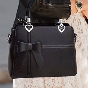 Girls Bowknot Handbag Purse Cute Leather Shoulder Bag for Women Top-handle Totes Satchel
