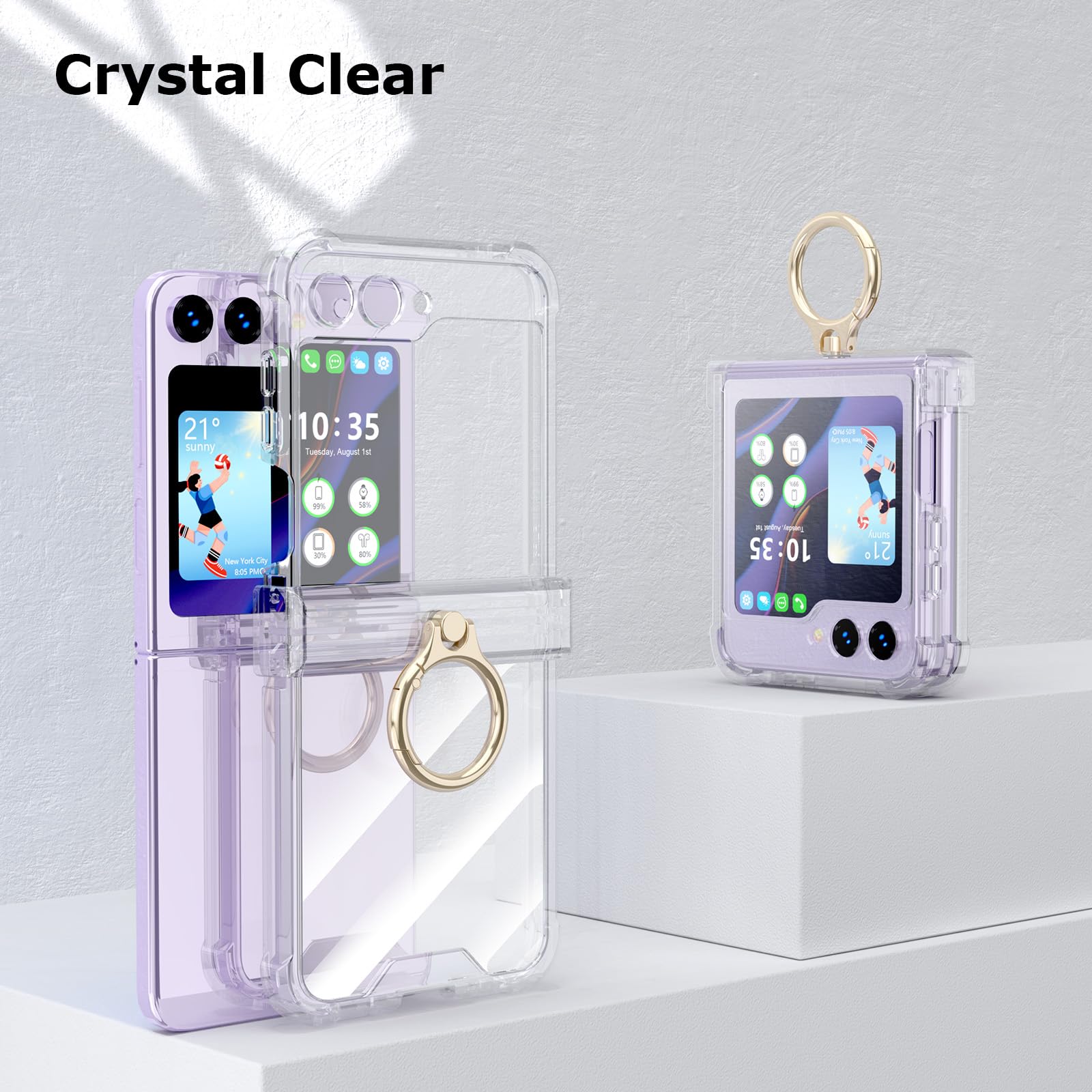 Galaxy Z Flip 5 Case with Hinge Protection Clear Samsung Flip 5 Case with Kickstand for Samsung Galaxy Z Flip 5 5G (2023) - Clear