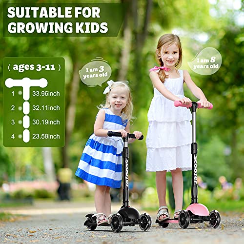 Greentest Scooter Foldable Adjustable Height Easy Turning 3 Wheel Scooter Kids Boys Girls Flashing PU Wheels