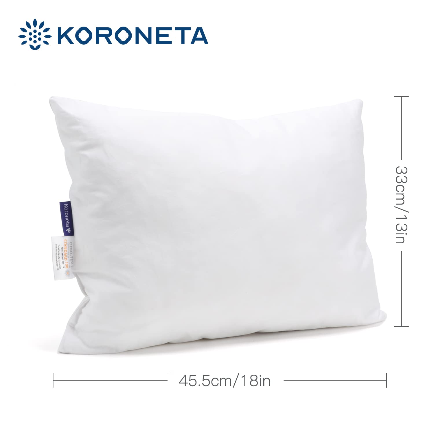 KORONETA Toddler Bed Pillow 100% Super Soft Polyester Filling/13”x 18” White,Machine Washable