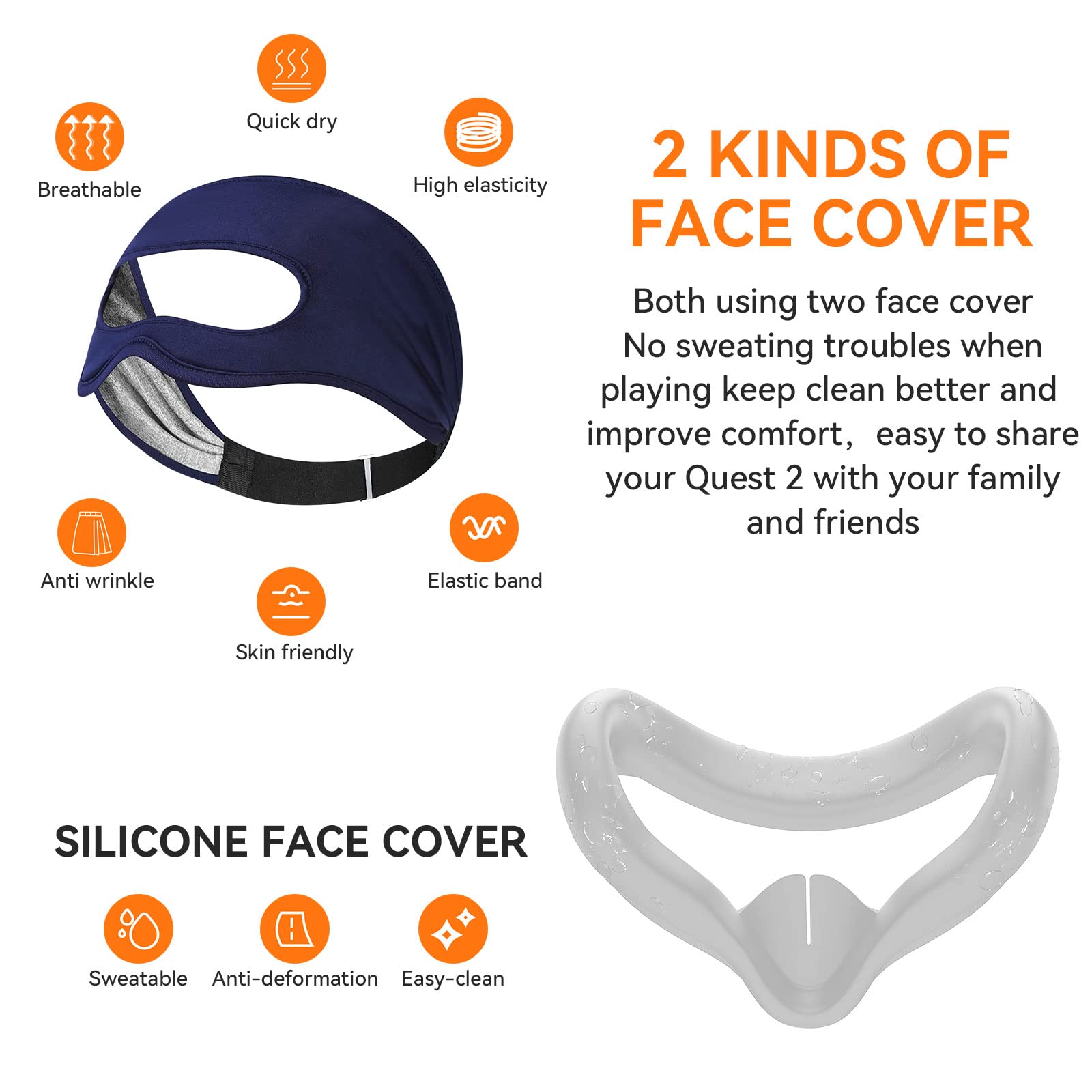 HiBloks Carrying Case for Meta/Oculus Quest 2 Headset with Head Strap & Controller, Includes Oculus Quest 2 Accessories Ear Muffs, Face Cover, Masks Sweat Band & Lens Cover (kit)