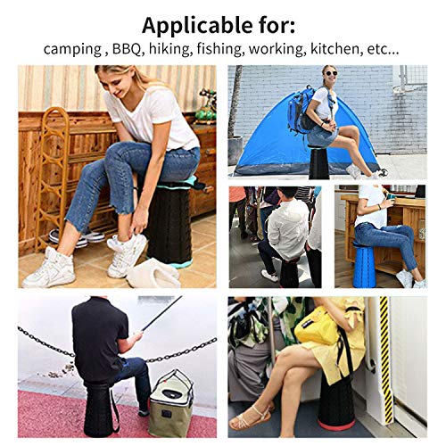 GOWITA Upgraded Retractable Folding Stools - 3rd Gen Portable Sturdy Telescoping Camping Stool, Lightweight Plastic Stool for Outdoor/Travel/Camping/Fishing/BBQ/Hiking/Garden - Max Load 330 lbs (BLUE)