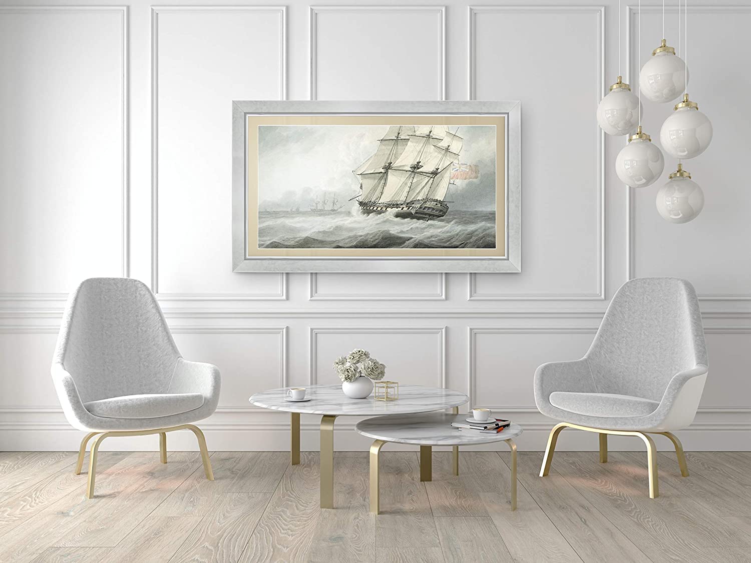 Frame My TV Deco TV Frames - Gloss White Smart Frame Compatible ONLY with Samsung The Frame TV (32", Fits 2021-2024 Frame TV)