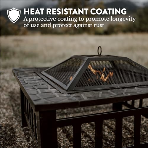 GasOne Fire Pit β 32-inch Outdoor Fire Pits β Metal Firepits for Outside Patio with Fireplace Screen β Elegant and Modern Fire Pit Table for Camping, Heating, Bonfire, Picnics - Outdoor Fire Pit