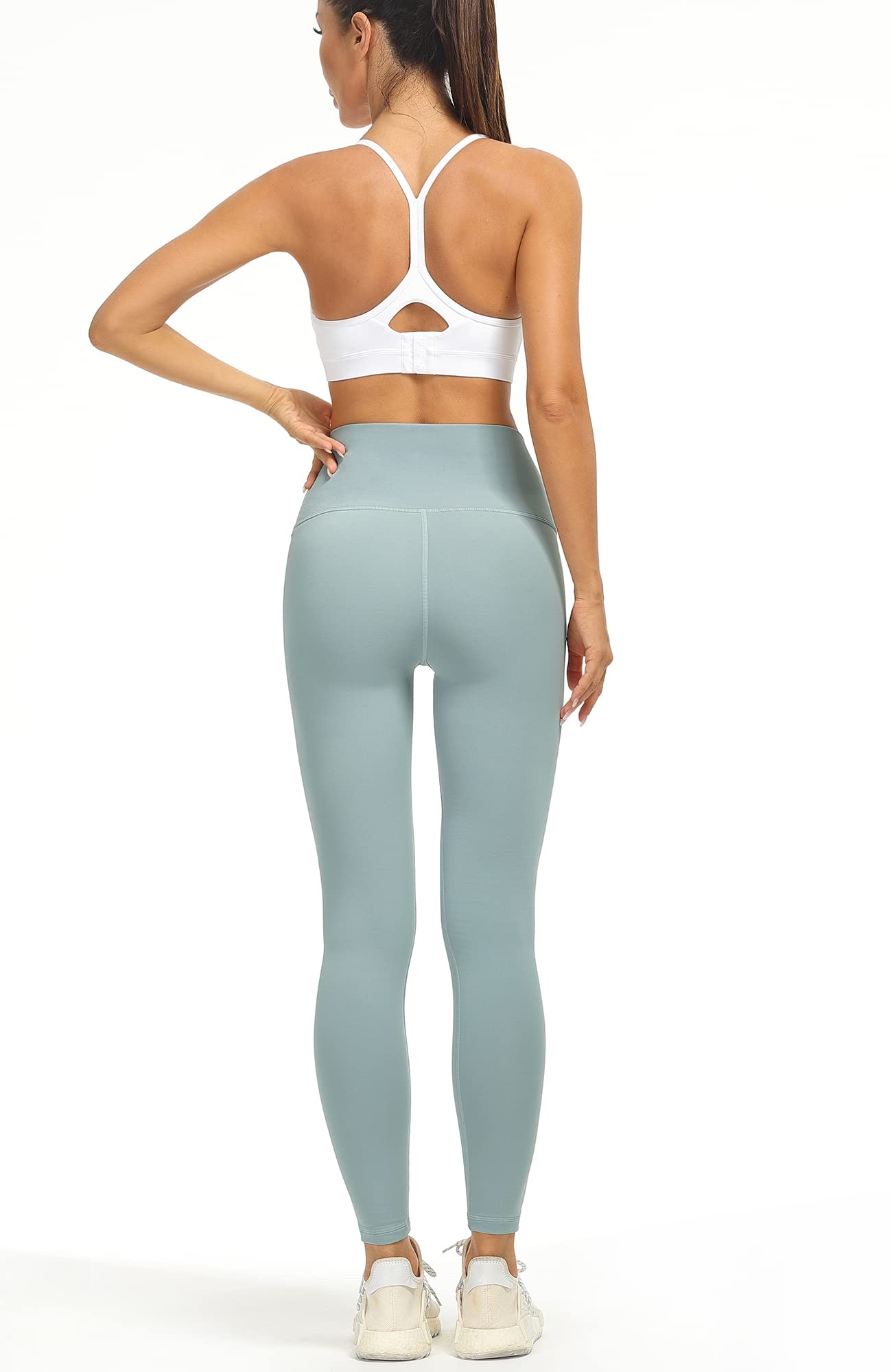 icyzone Women's No Front Seam Thermal Yoga Pants, High Waist Warm Fleece Lined Leggings, Winter Workout Running Tights(Light Camel, Large