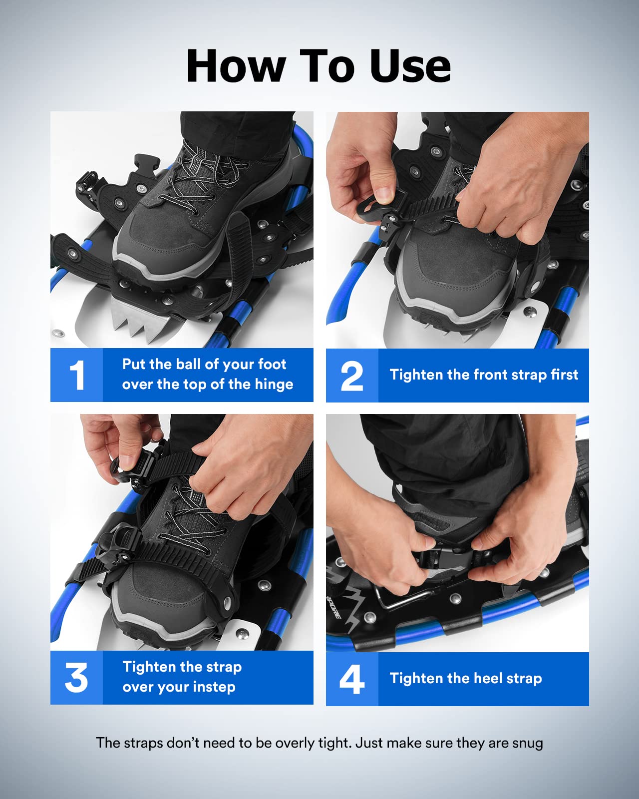 GORPORE All Terrain Snowshoes (Blue, 30" (Up to 250lbs))