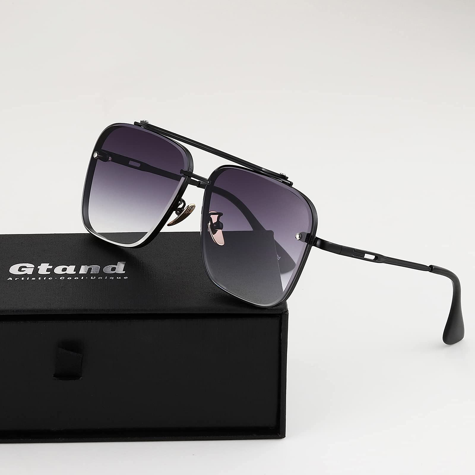 Gtand Fashion Trendy Square Aviator Gradient Sunglasses For Women Men Vintage Metal Sun Glasses