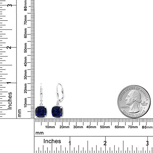 Gem Stone King 925 Sterling Silver 8MM Cushion Gemstone Birthstone Leverback Drop Dangle Earrings for Women