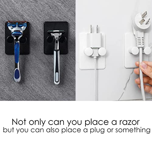 LUEXBOX 4 Pcs Self Adhesive Razor Holder for Shower, Multifunction Hook Hanger for Bathroom, Adjustable Razor Holder Compatible with Fusion 5 Proglide, Mach 3 Classic, Power Razor