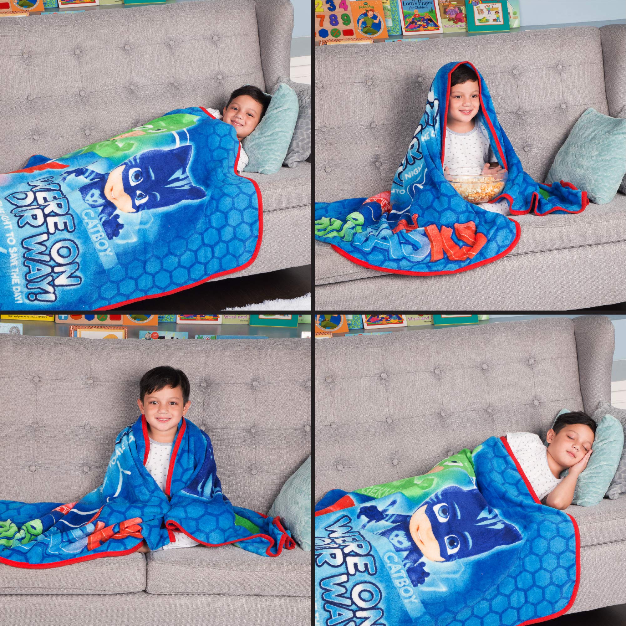 Franco Kids Bedding Super Soft Micro Raschel Throw, 46 in x 60 in, PJ Masks