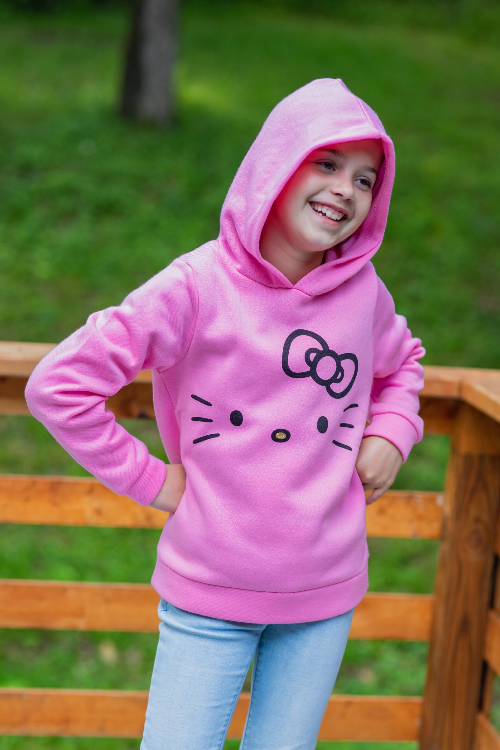 Hello Kitty Big Girls Fleece Pullover Hoodie Pink 12