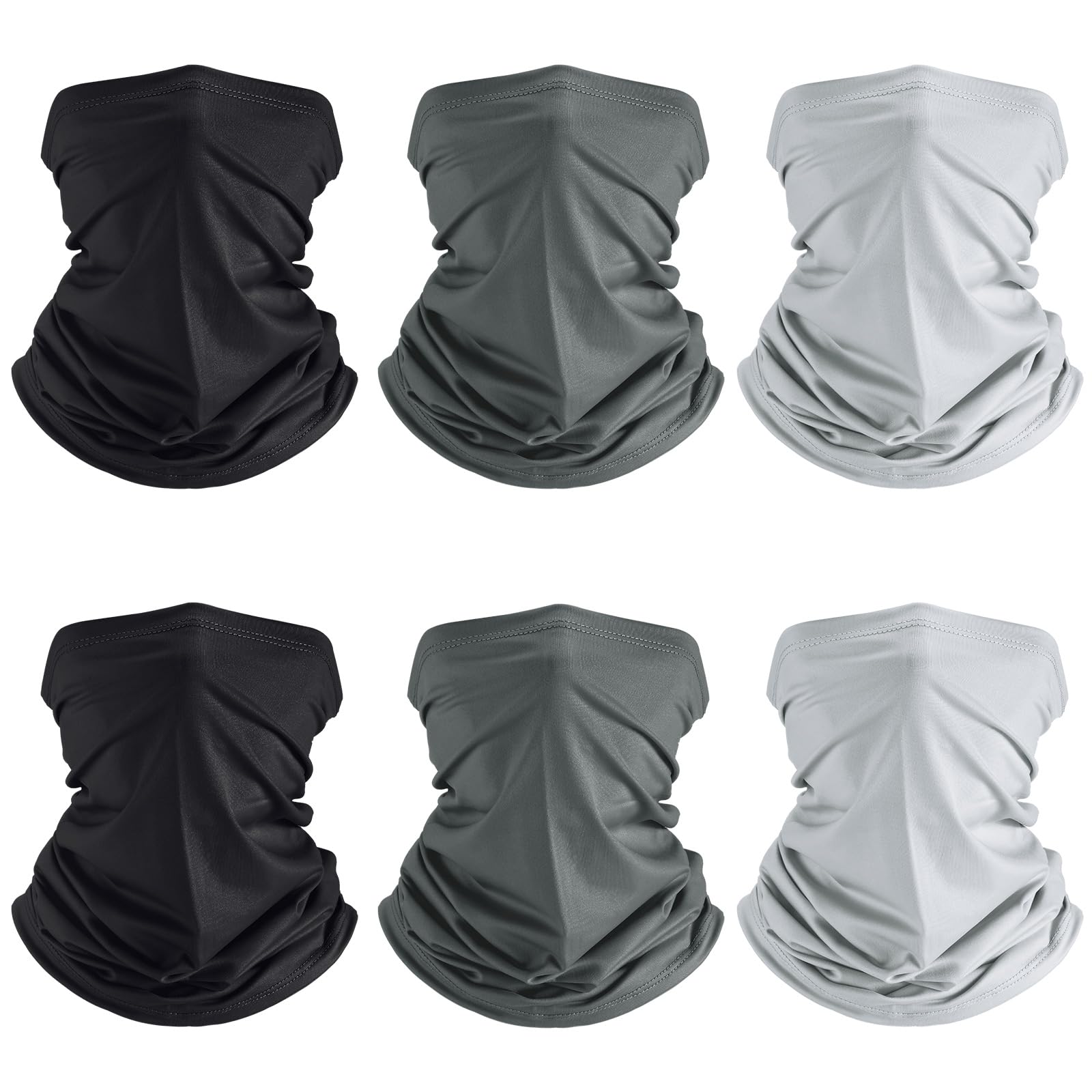 Geyoga 6 Pieces Summer UV Protection Cooling Neck Gaiter Face Clothing Neck Gaiter Scarf Sunscreen Breathable Bandana(Classic Color)