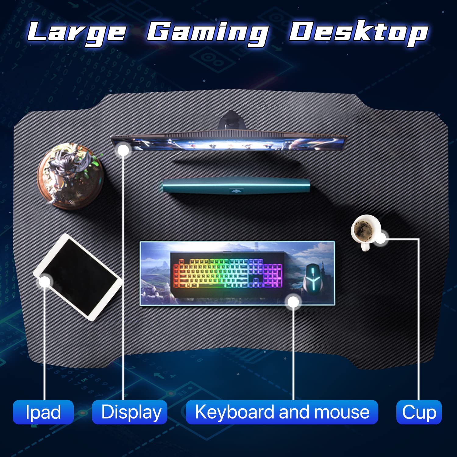 Gaming Desk 39.4 inch Z-Shaped Computer Desk PC Computer Table Home Office Desk Ergonomic Gamer Workstation with Headphone Hook, Blue