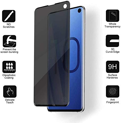 Galaxy S10 Privacy Screen Protector, SUKER [Anti-spy] [9H Hardenss] [3D Curved] [Case Friendly] Tempered Glass Screen Protector for Samsung Galaxy S10 6.1 inch (2 Pack)