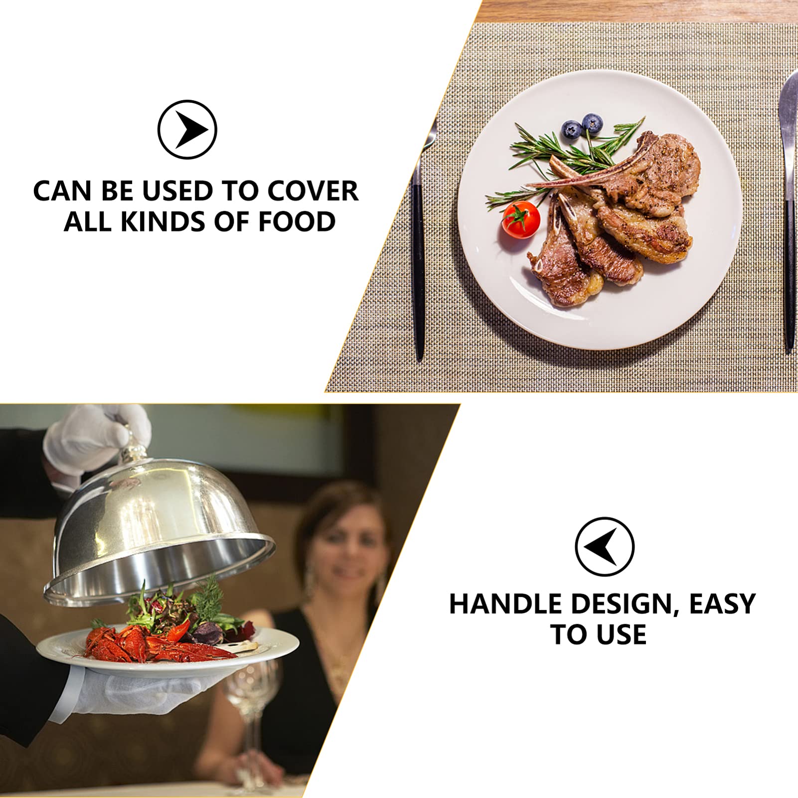 Hemoton Stainless Steel Food Cover Cheese Melting Serving Dome Dish Steak Cover Basting Steaming Cover Serving Dish Lid for Flat Top Griddle Grill Restaurant Home Kitchen (10 inch)