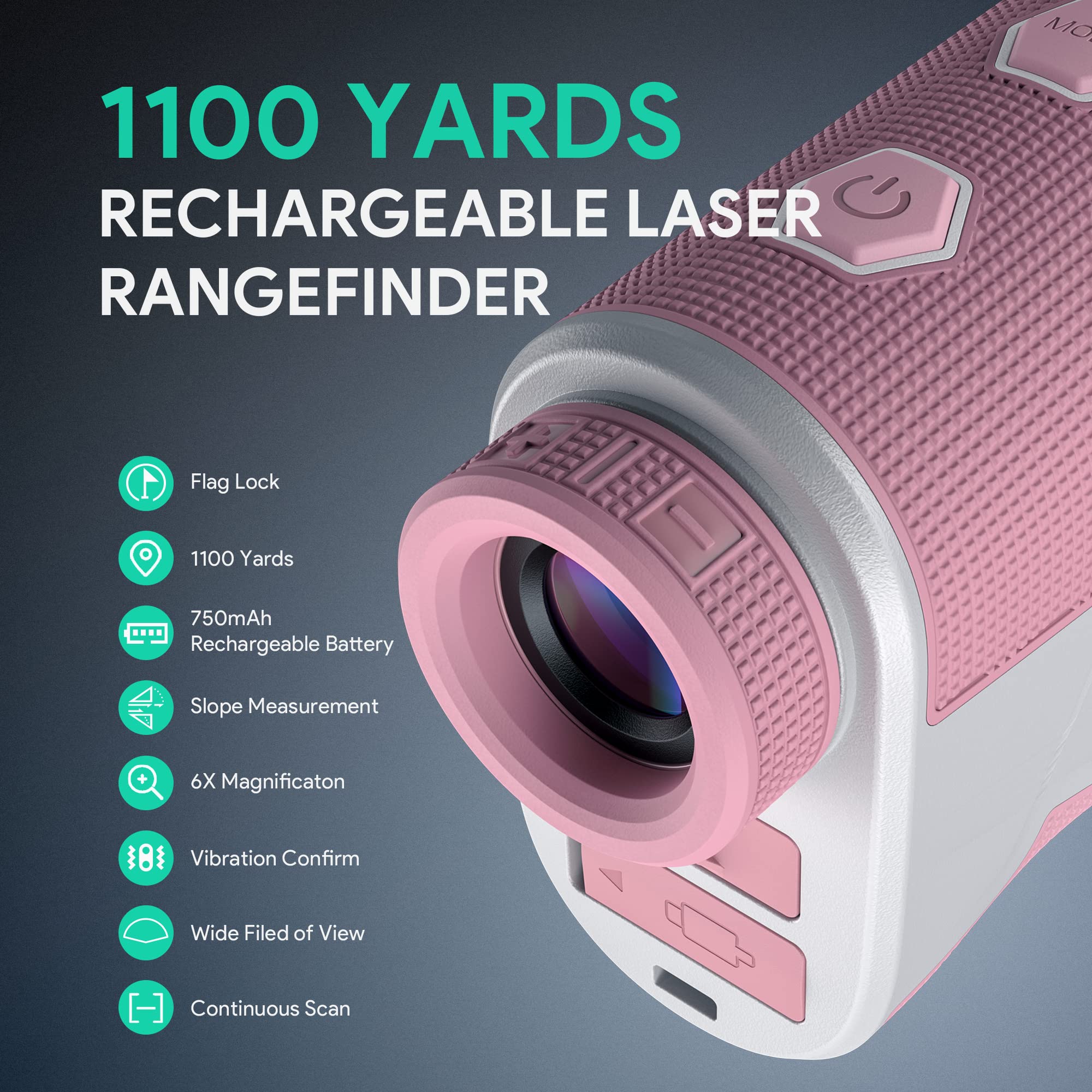 Golf Rangefinder with Slope, THGOLF 1000 Yards USB C Rechargeable Golfing Rangefinder with Flag Acquisition, Pulse Vibration and Fast Focus System, 6X Magnification, ±1 Yard Accuracy