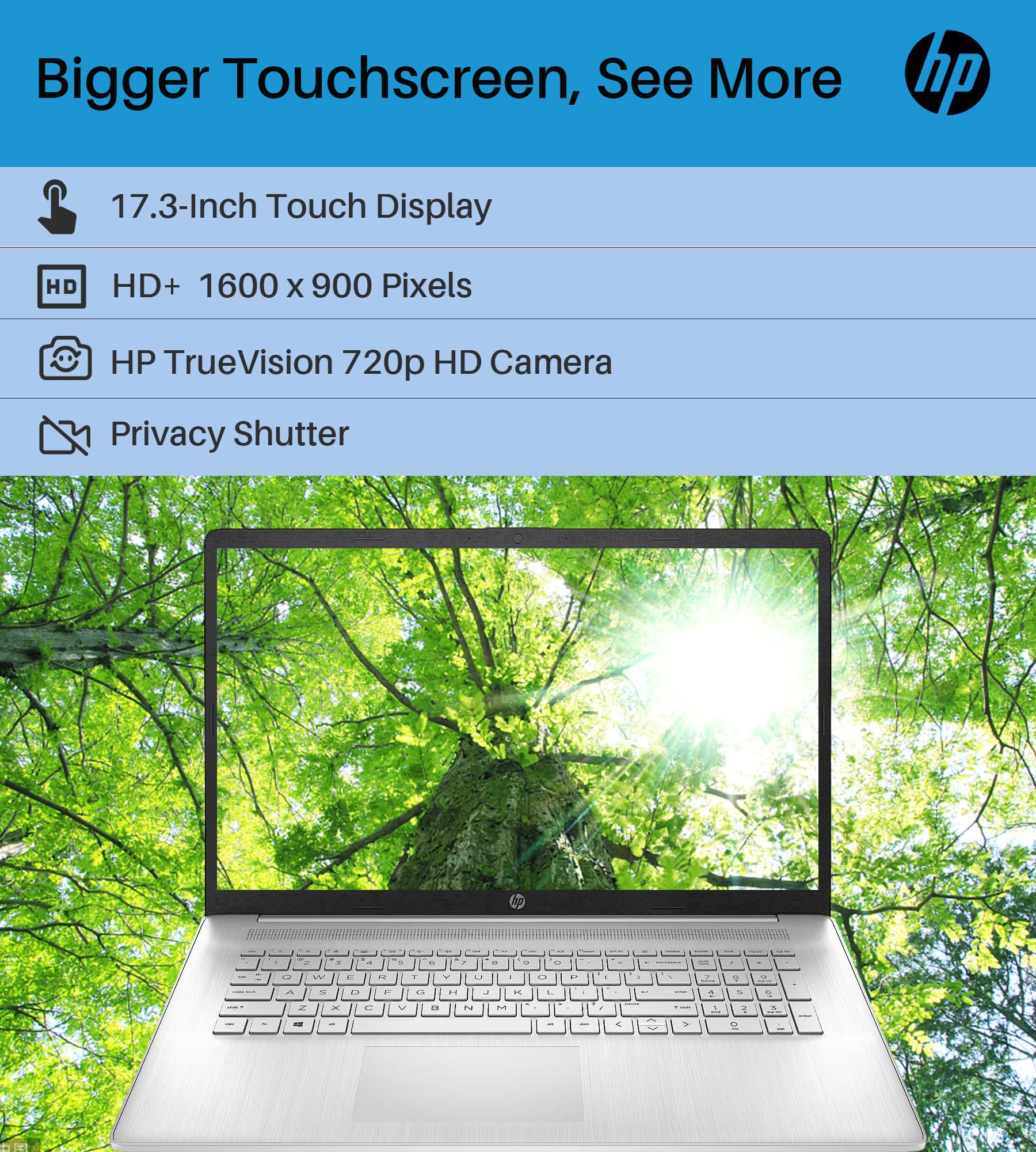 HP 2023 Newest Touchscreen Business Laptop, 17.3 Inch HD+ Display, AMD Ryzen 5 7530U Processor(Beats i7-1165G7), 32GB RAM, 1TB SSD, Wi-Fi 6, Anti-Glare, Full KB, Webcam, Windows 11 Home, Silver