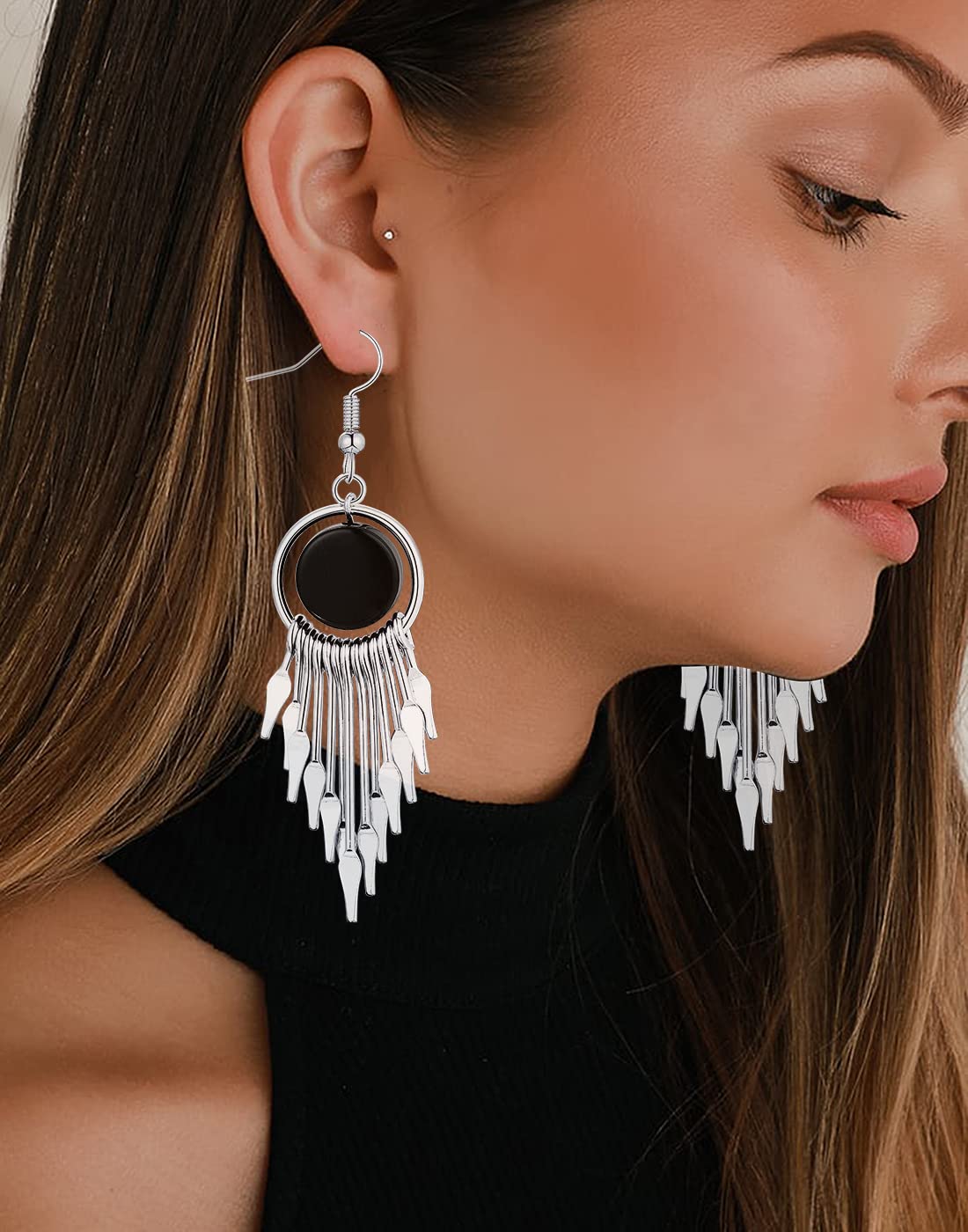 Honsny 16 Pairs Gold Silver Drop Dangle Earrings for Women Fashion Vintage Statement Bohemian Earrings Set