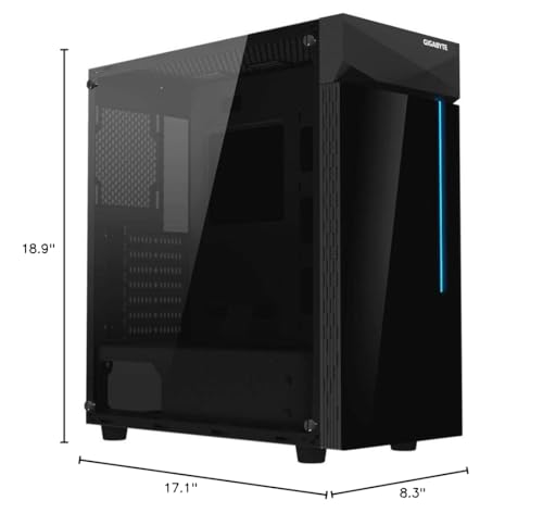 GIGABYTE C200 Glass - Black Mid Tower PC Gaming Case, Tempered Glass, PSU Shroud (GB-C200G)