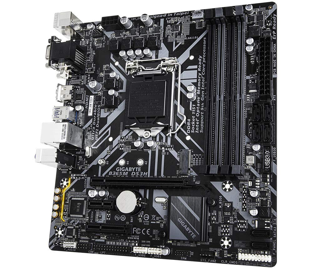 GIGABYTE B365M DS3H (LGA1151/Intel/Micro ATX/USB 3.1 Gen 1 (USB3.0) Type A/DDR4/Motherboard), 10.43 x 10.43 x 2.12 inches