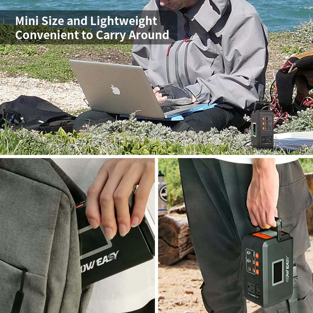 H124 HOWEASY 88wh Portable Power Station,120W power station Lithium Battery Power with 2 110V AC Socket LED Light for Camping