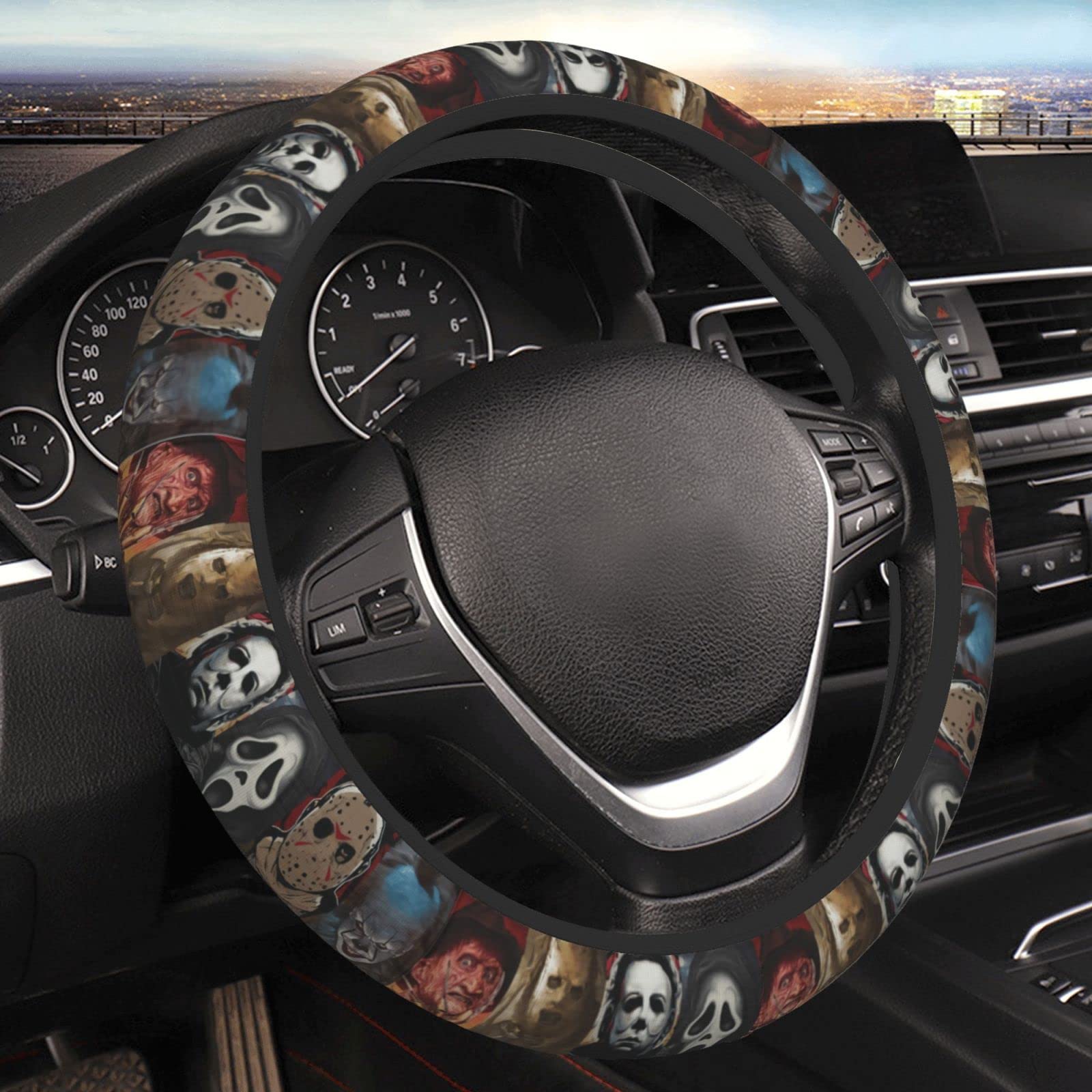 Gearbest Halloween Horror Movie Steering Wheel Cover Universal 15 in Car Accessories for Men Women,Steering Wheel Protector Comfortable Protective Case for SUV Sedan Decor