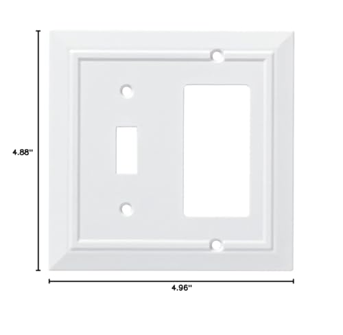 Franklin Brass Classic Architecture (1-Pack) Decorative Light Switch Covers Combination Pure White Switch/Toggle, Decorator/Rocker Cover Plate Combo | Wall Plate Outlet Cover Switch Plates W35246-PW-C