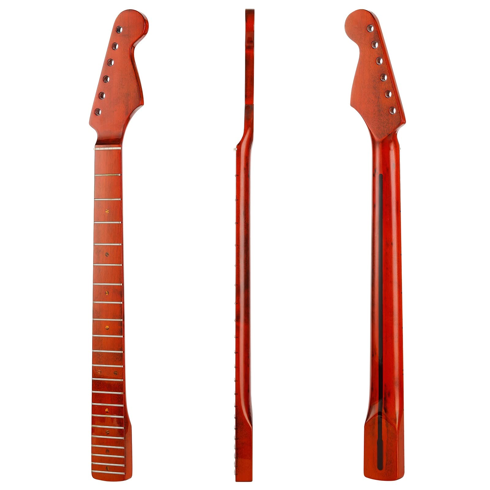 Guitar Neck 21 Fret Maple Fretboard Guitar Neck for ST Style Guitar DIY Parts Replacement Red