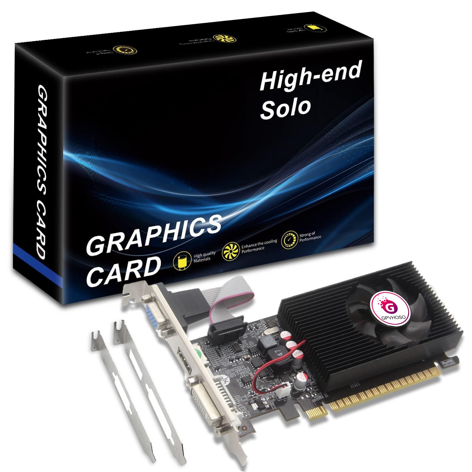 GPVHOSO GeForce GT 730 4GB DDR3 Graphics Card, 128Bit DirectX 11 PCIe x16 Low Profile Computer GPU for Working, VGA/DVI-D/HDMI Output Desktop Gaming Video Card Support 2K with Bracket