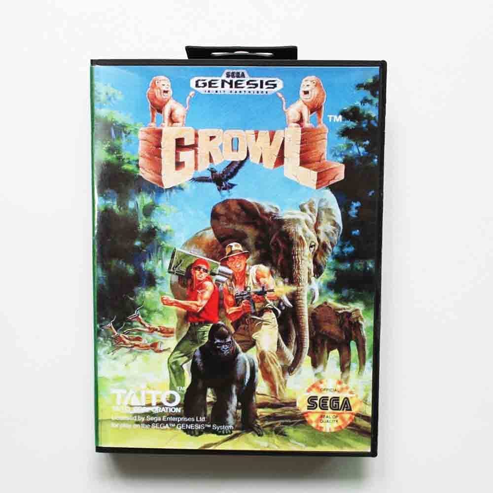 Growl Game Cartridge 16 Bit MD Game Card With Retail Box For Sega Mega Drive For Genesis (Black)