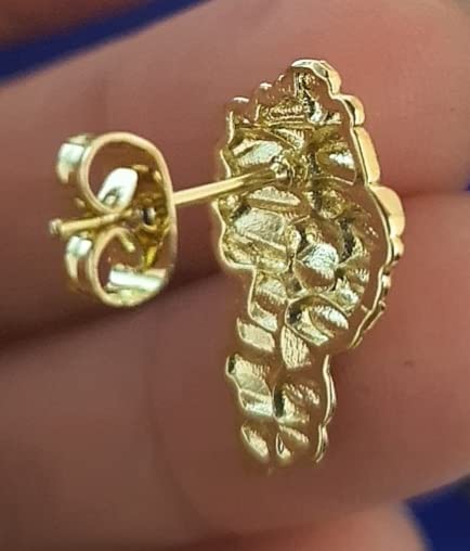 Gold Plated Nugget Stud Earrings for Men and Women