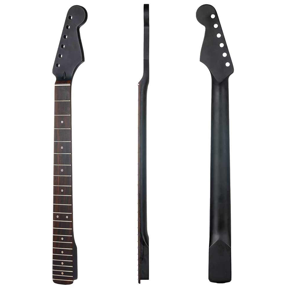 Guitar Neck 22 Fret Maple Fretboard Guitar Neck Guitar DIY Parts Replacement for ST Style Matt black