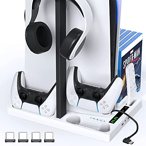 Geliebt Lynn PS5 Cooling Stand with Fast PS5 Controller Charger, White