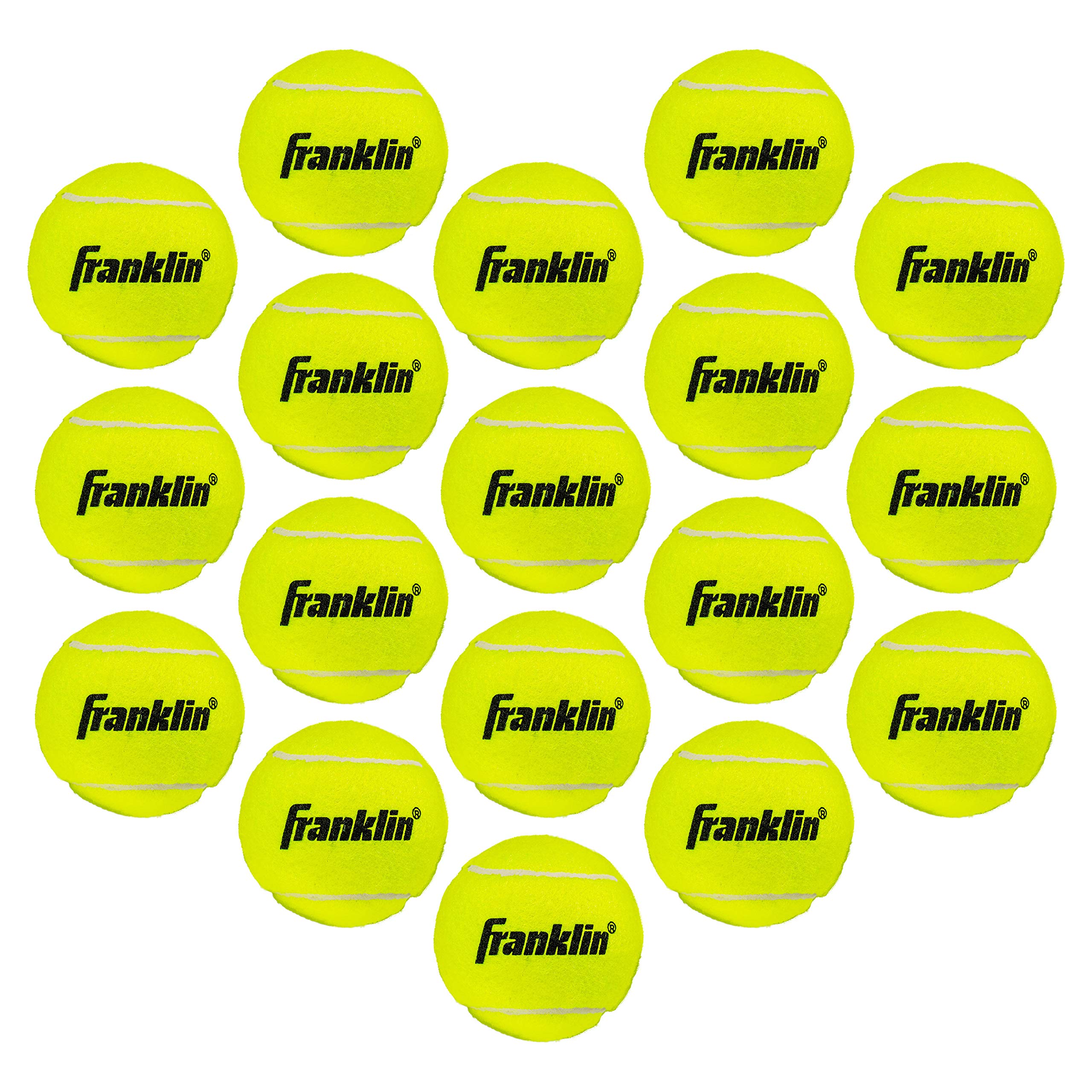 Franklin Sports Practice Tennis Balls - Pressureless Low Bounce Tennis Balls for Training - 18 Ball Bulk Pack with Carry Bag
