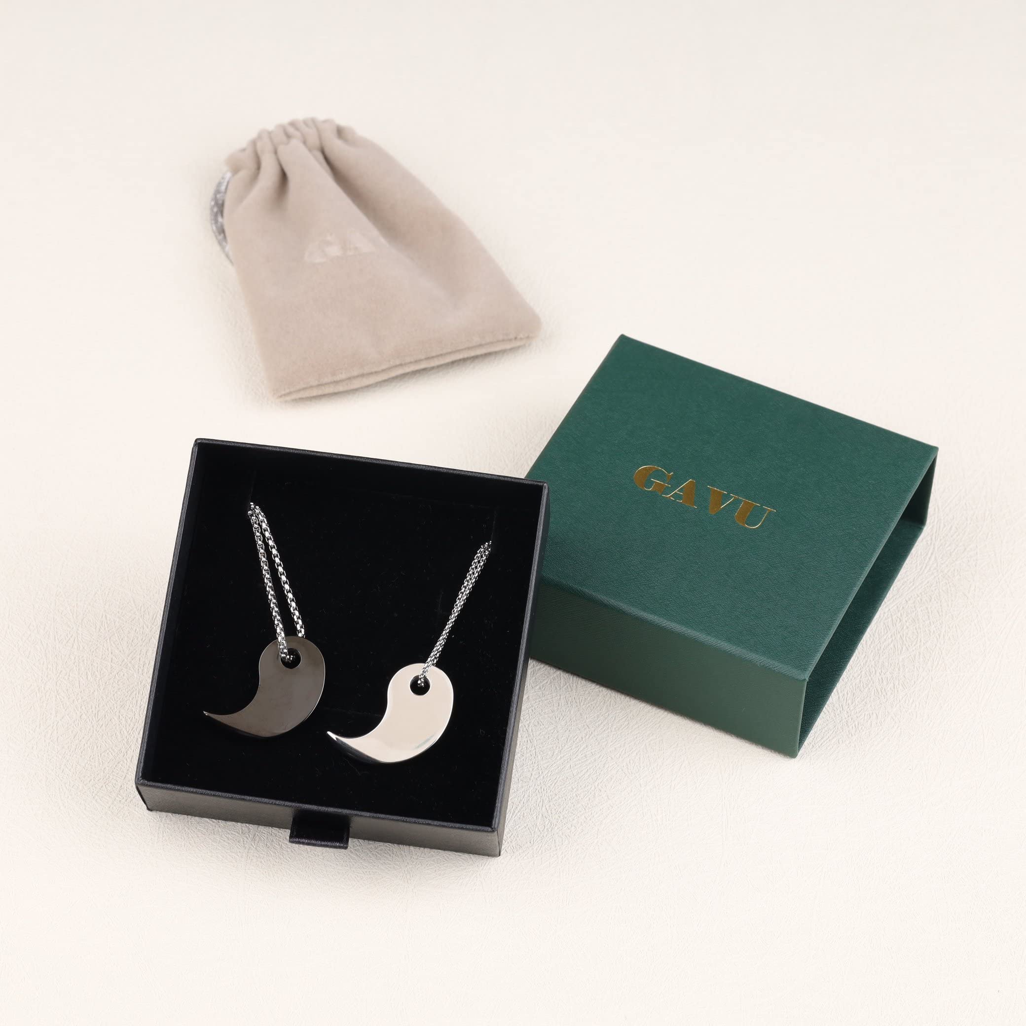 GAVU His and Hers Yin Yang Necklaces for Couples