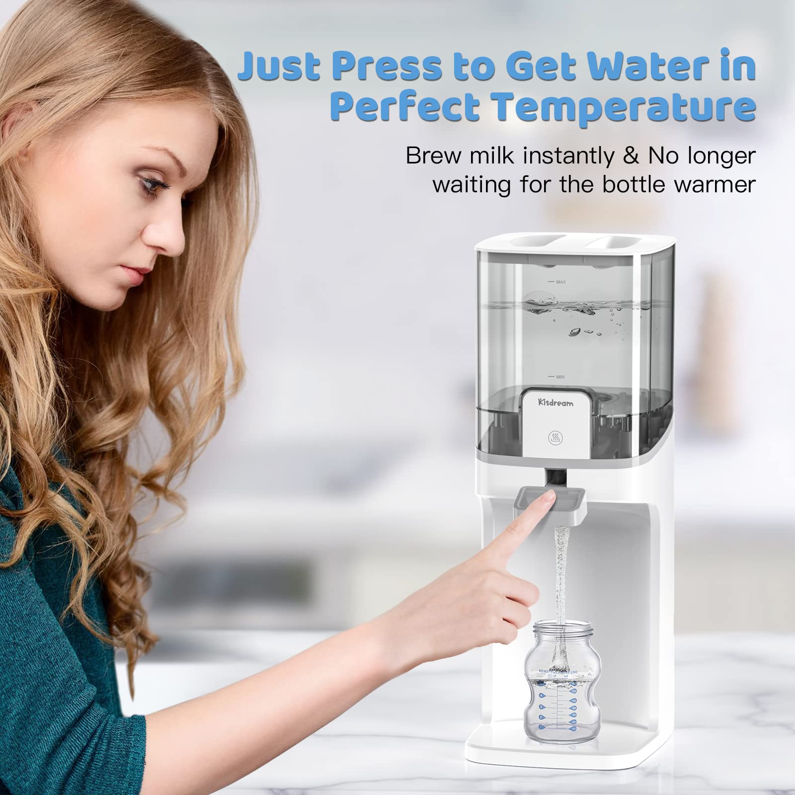 Instant Warmer Baby Bottle Warmer, Kisdream Formula Maker Instantly Dispenses Water Warmer at Perfect Temperature, 3 Mode, Large Capacity 24/7 Smart Thermostat, No More Waiting