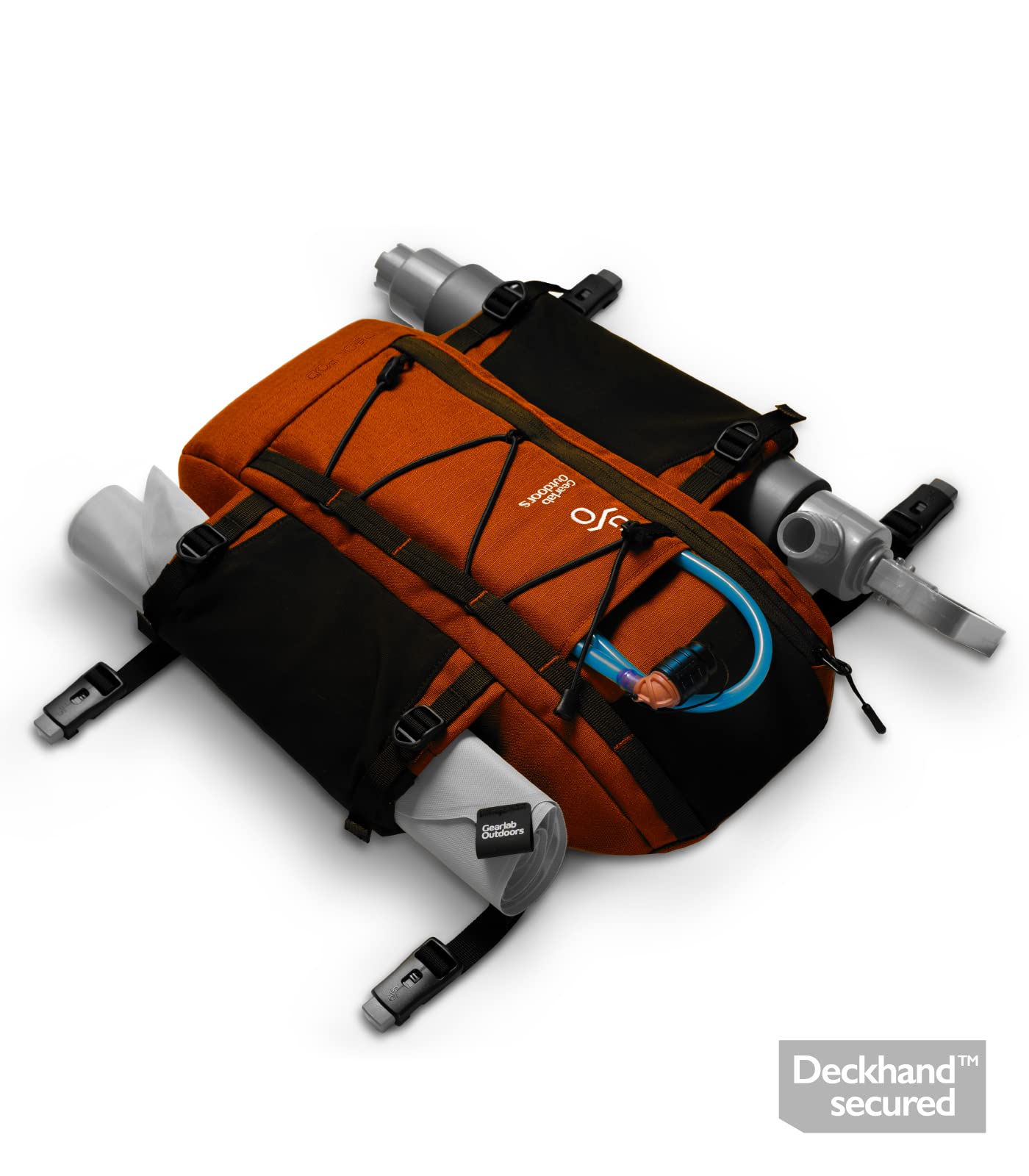 Gearlab Deck Pod 2 - Kayak Deck Bag, Deckhand system (Holds Paddle Float, Bilge Pump) (Black) (Lava)