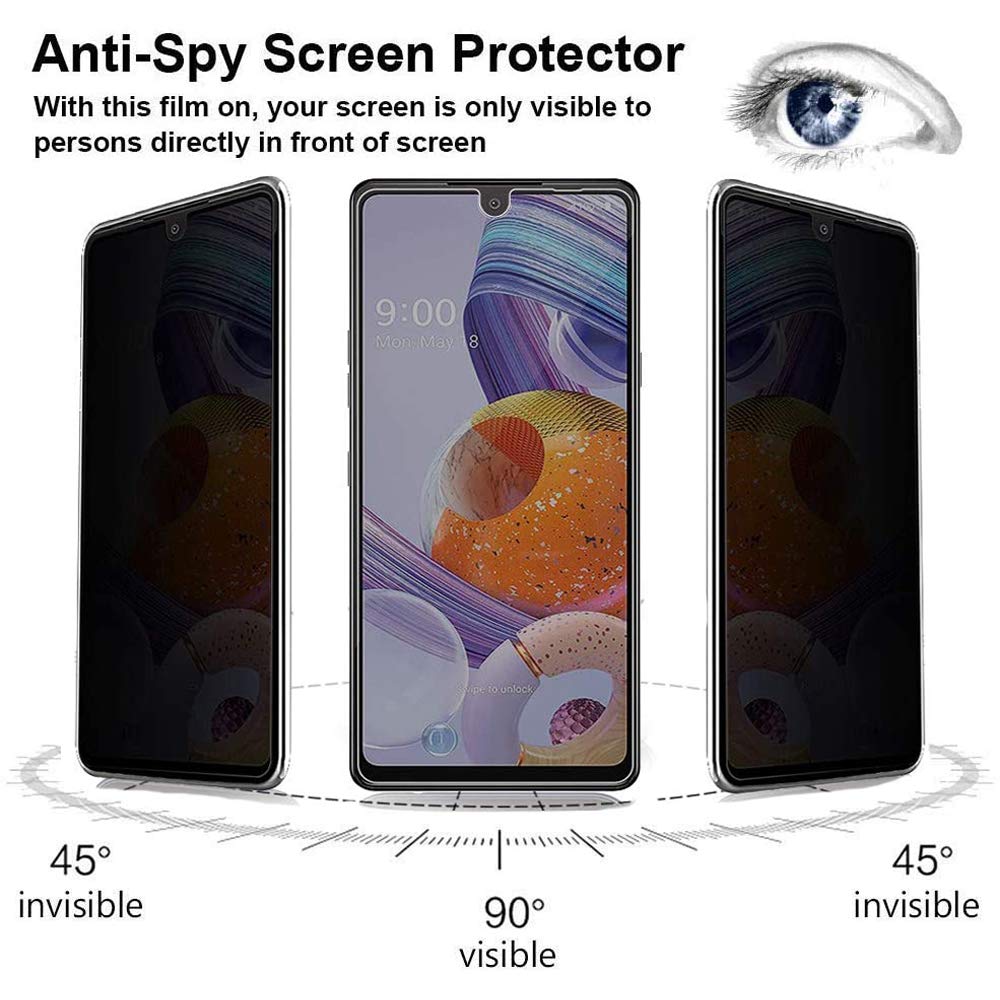 GLBLAUCK [2-Packs] Privacy Screen Protector for LG Stylo 6, Anti-Spy 9H Hardness Tempered Glass Screen Protectors for LG Stylo 6