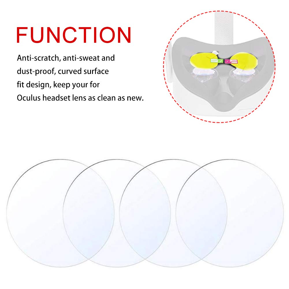 GEZICHTA 4pcs VR Lens Protective Film for Oculus Quest 2, Full Coverage HD Clear VR Lens Film,Anti-scratch,Blue Light Barrier