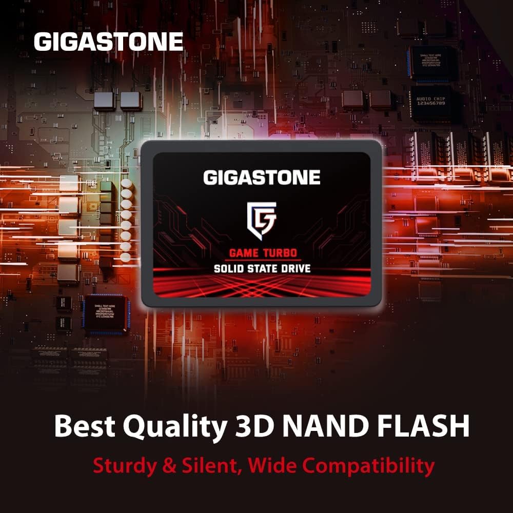 Gigastone SATA SSD 256GB (2-Pack) 2.5 inch SSD 520MB/s Upgrade Laptop PC Memory and Storage PS4 HDD Replacement 2.5" Internal Solid State Hard Drives SATA III SLC Cache 3D NAND Game Turbo Performance