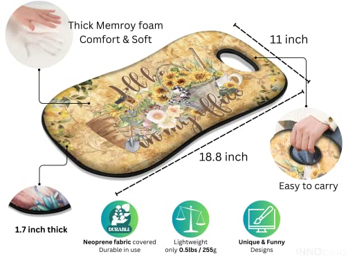 InnoBeta Kneeling Pad with Handle, Kneeling Pad for Gardening, Extra Thick & Soft Memory Foam Cushion, 18.9" x 11" x 1.75", Gardening Gifts, Yellow - I'll Be in The Office