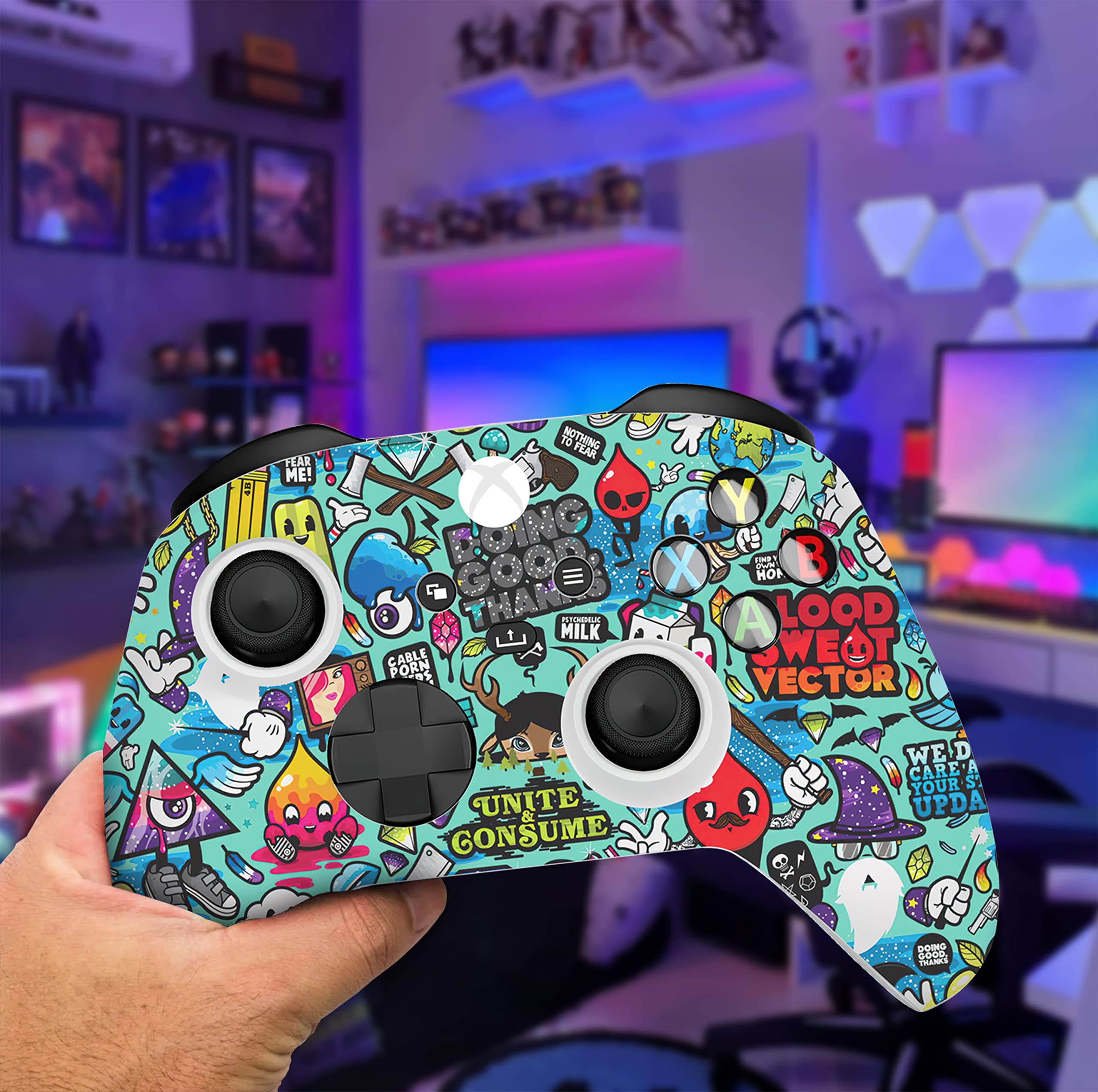 HK Studio Sticker Bomb Decal Skin to Cover X-Box Series X with No Bubble, Waterproof, Full Protection - Including 2 Controller Skins and Console Skin