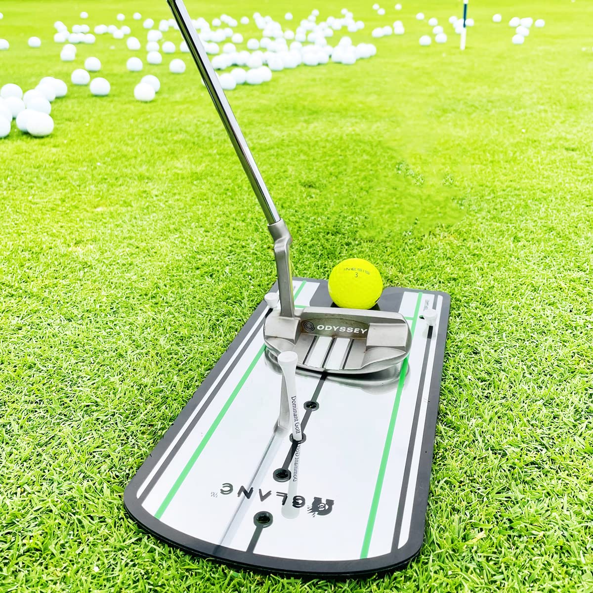 GLANC Golf Putting Mirror Practice Set, 2 in 1 Set Golf Putting Training Aid Equipment - Putting Alignment Mirror with Carry Bag and Golf Putting Hole Cups to Improve Your Putting